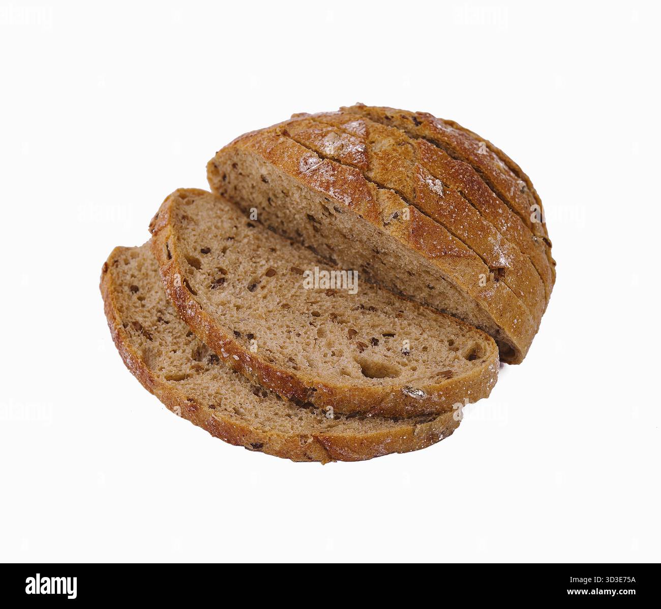 Food, Flat-lay of freshly baked sourdough bread loaf and bread slices ...