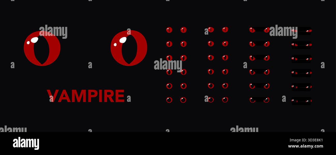 Set of red vampire glowing eyes dark background fantasy magic cartoon ...