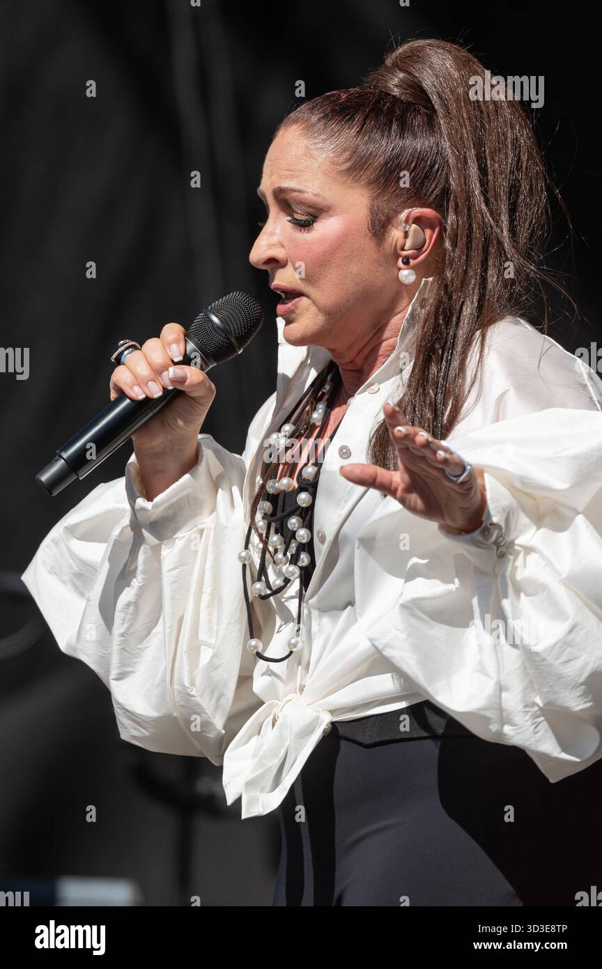 Singer Gloria Estefan performs during her concert at the 2025 ...