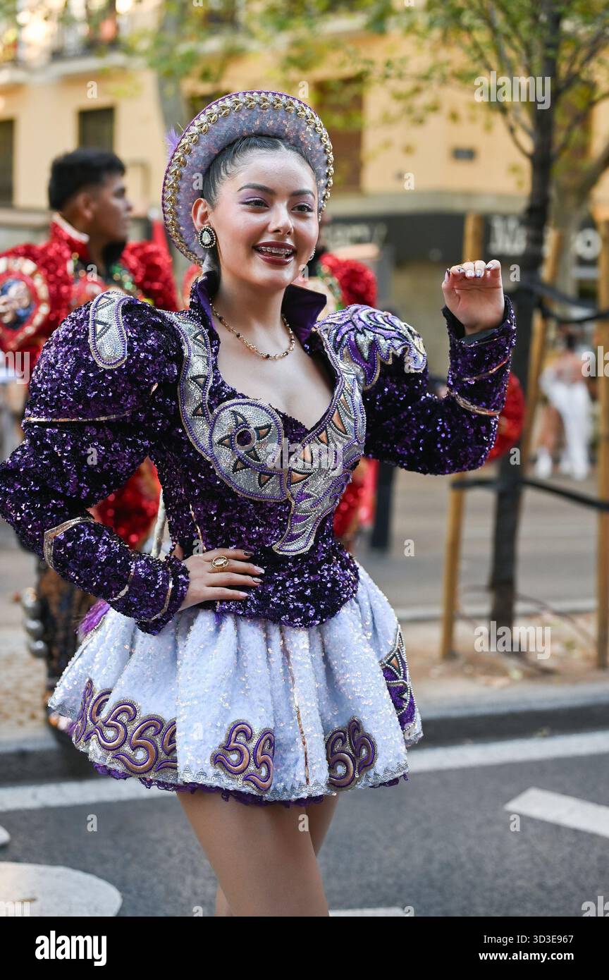 Several people dressed in traditional Latin American costumes during ...