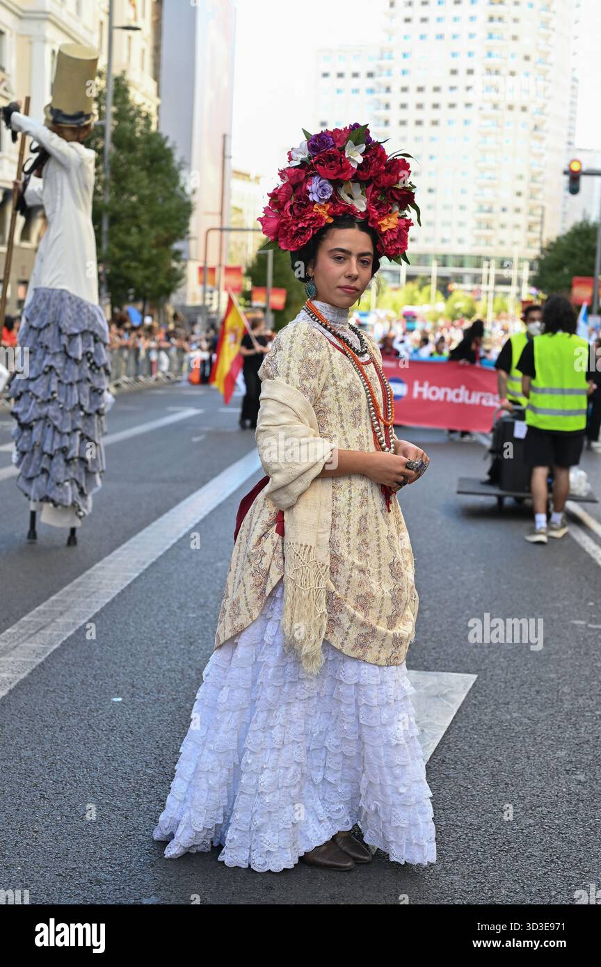 Several people dressed in traditional Latin American costumes during ...