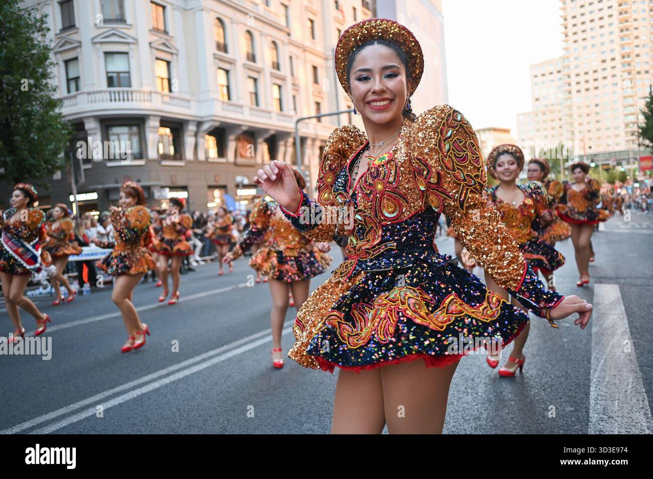 Several people dressed in traditional Latin American costumes during ...
