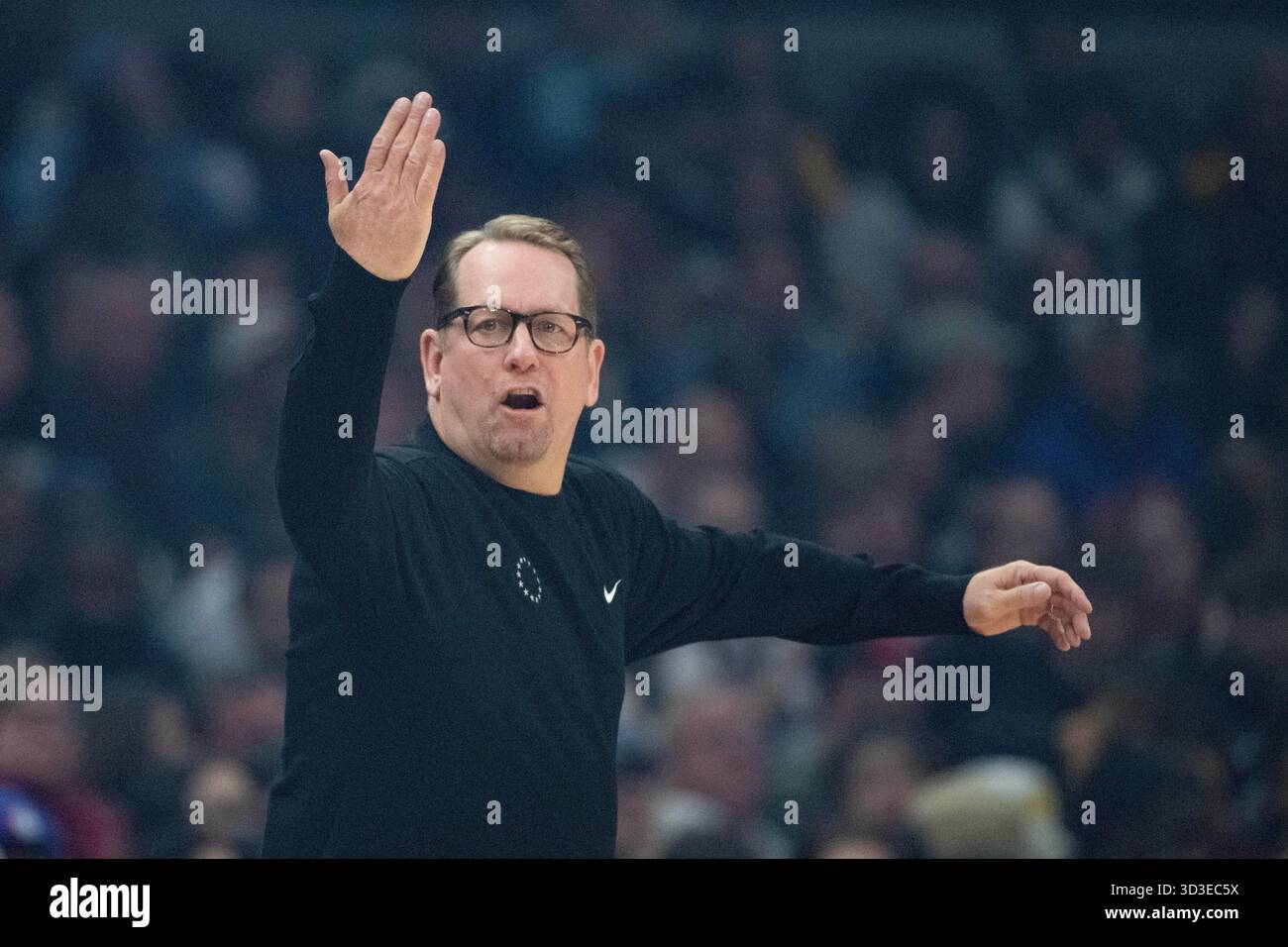 Philadelphia 76ers head coach Nick Nurse directs his team against the ...