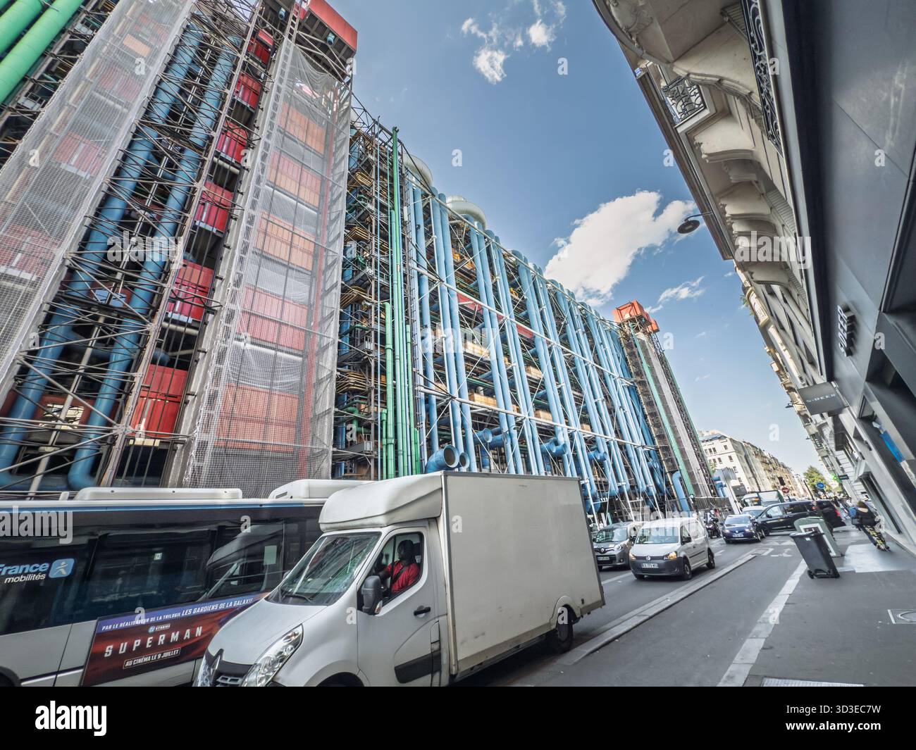 PARIS, FRANCE - JUNE 25, 2025: Traffic builds on Rue Beaubourg by ...