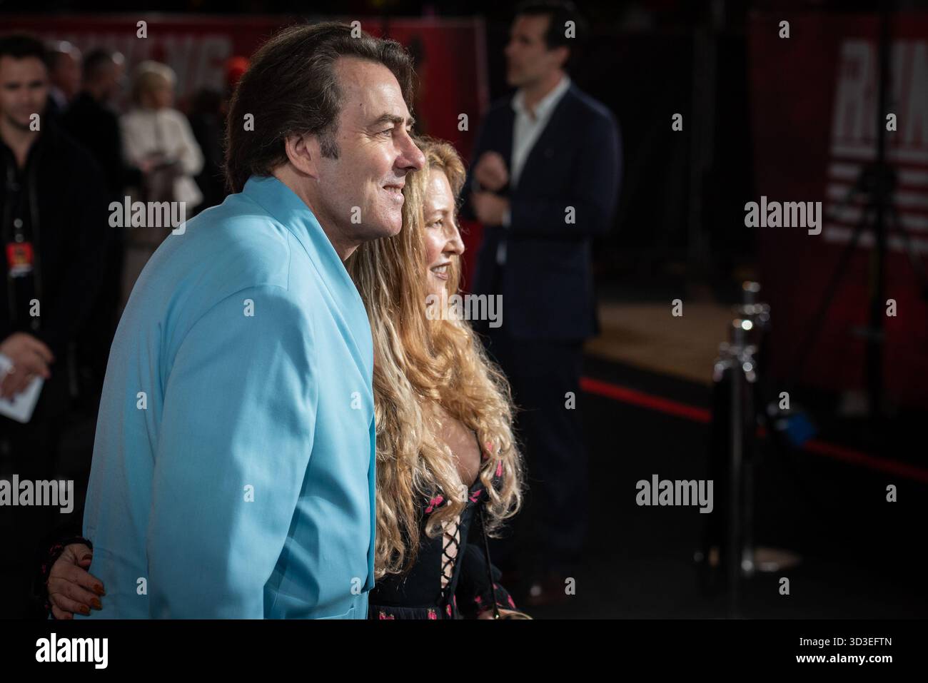 Jonathan Ross and Jane Goodman attend "The Running Man" UK Premiere at ...