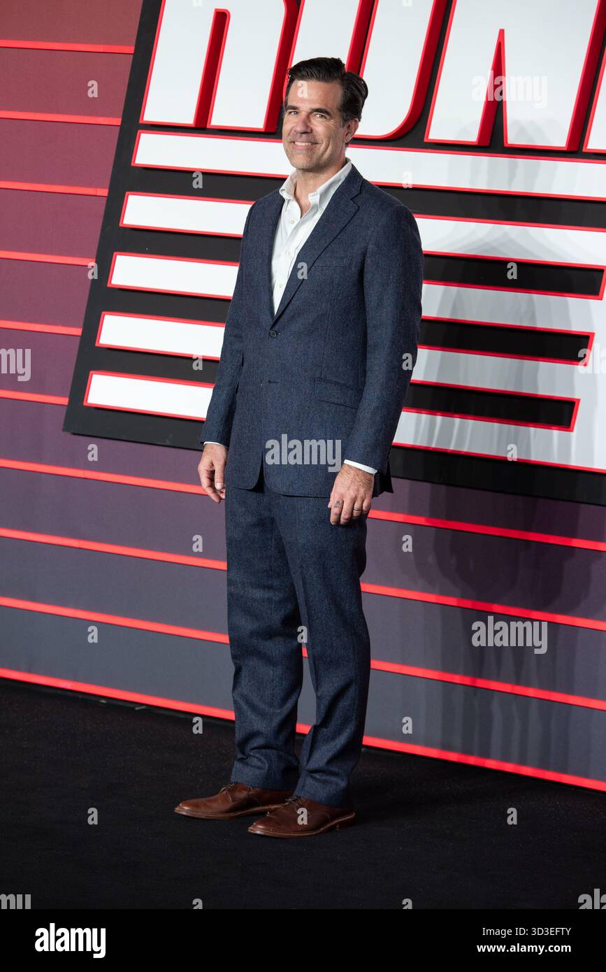 Rob Delaney attends "The Running Man" UK Premiere at Odeon Luxe ...