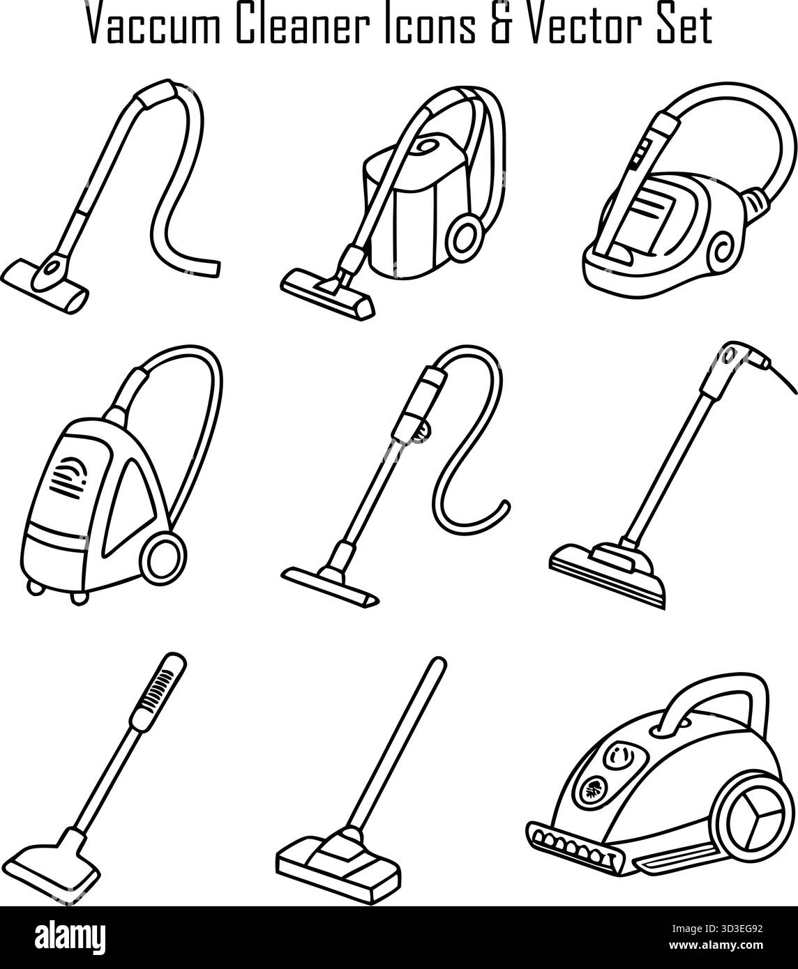 Vacuum Cleaner Icons Illustration for Home Cleaning and Appliance ...