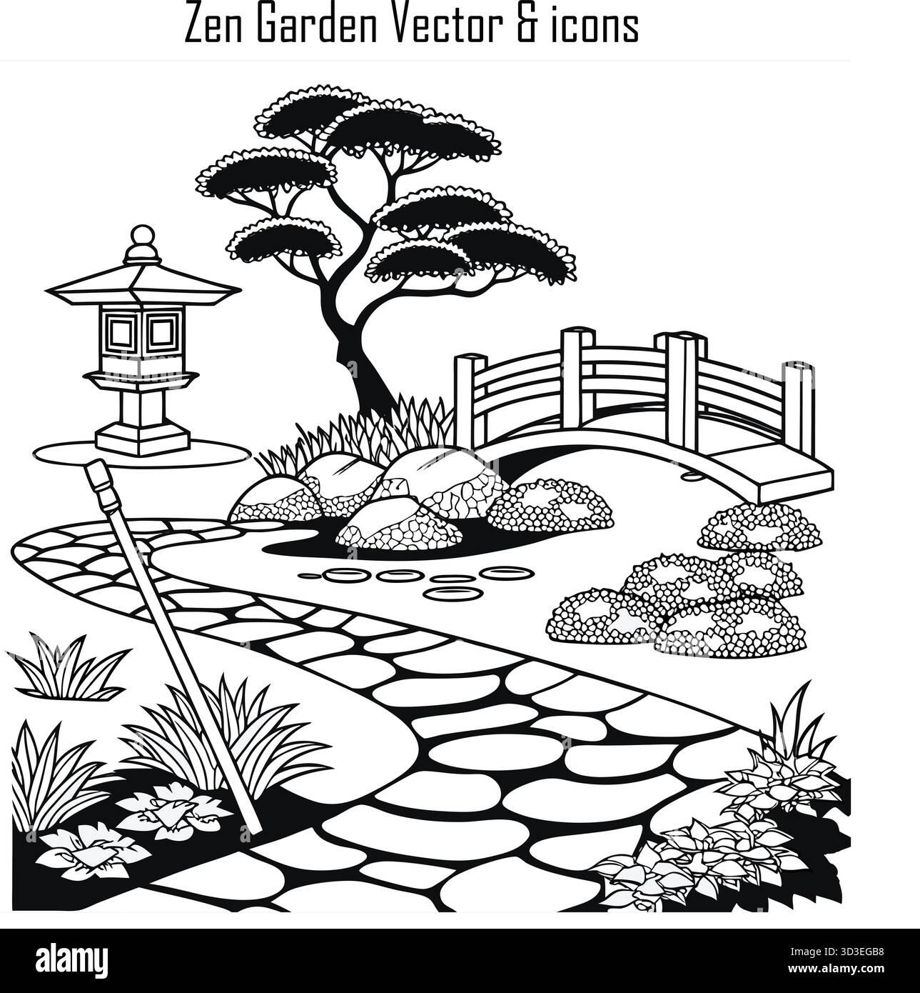 Zen meditation garden design Cut Out Stock Images & Pictures - Alamy