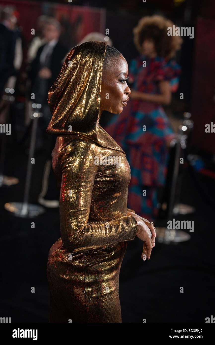 Oluniké Adeliyi attends "The Running Man" UK Premiere at Odeon Luxe ...