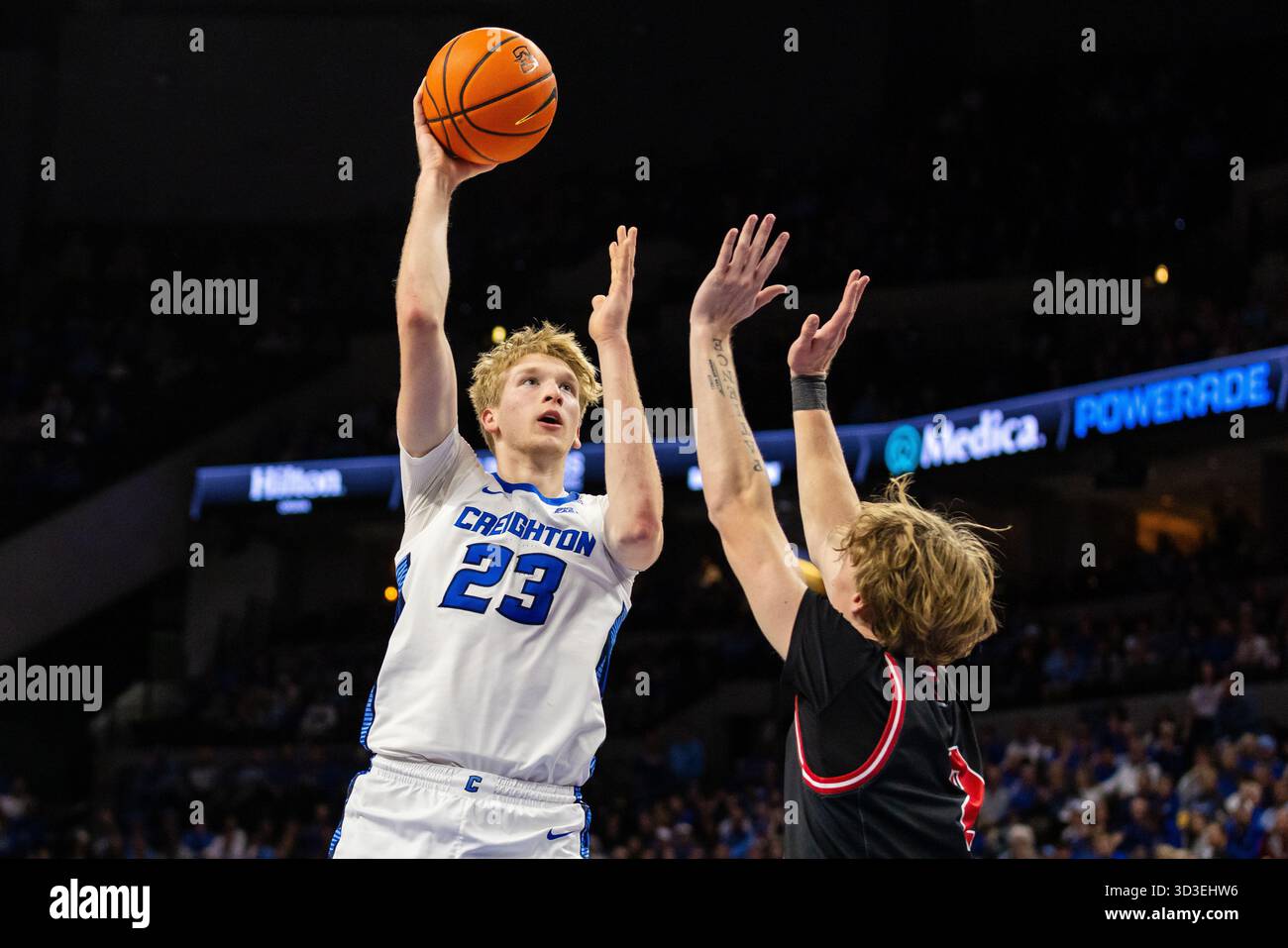 Creighton forward Jackson McAndrew (23) shoots the ball against South ...