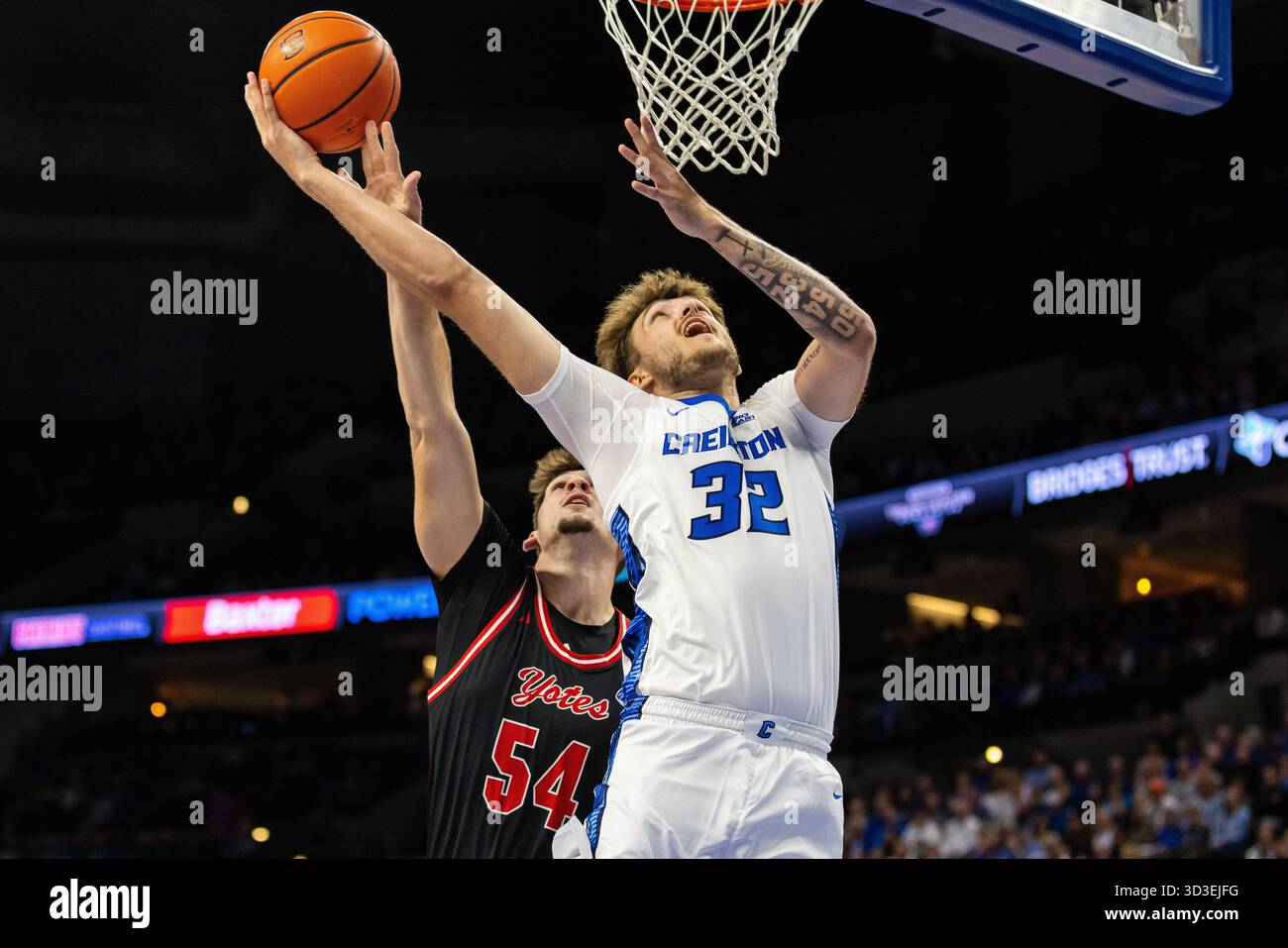 Creighton forward Owen Freeman (32) goes up for a layup against South ...