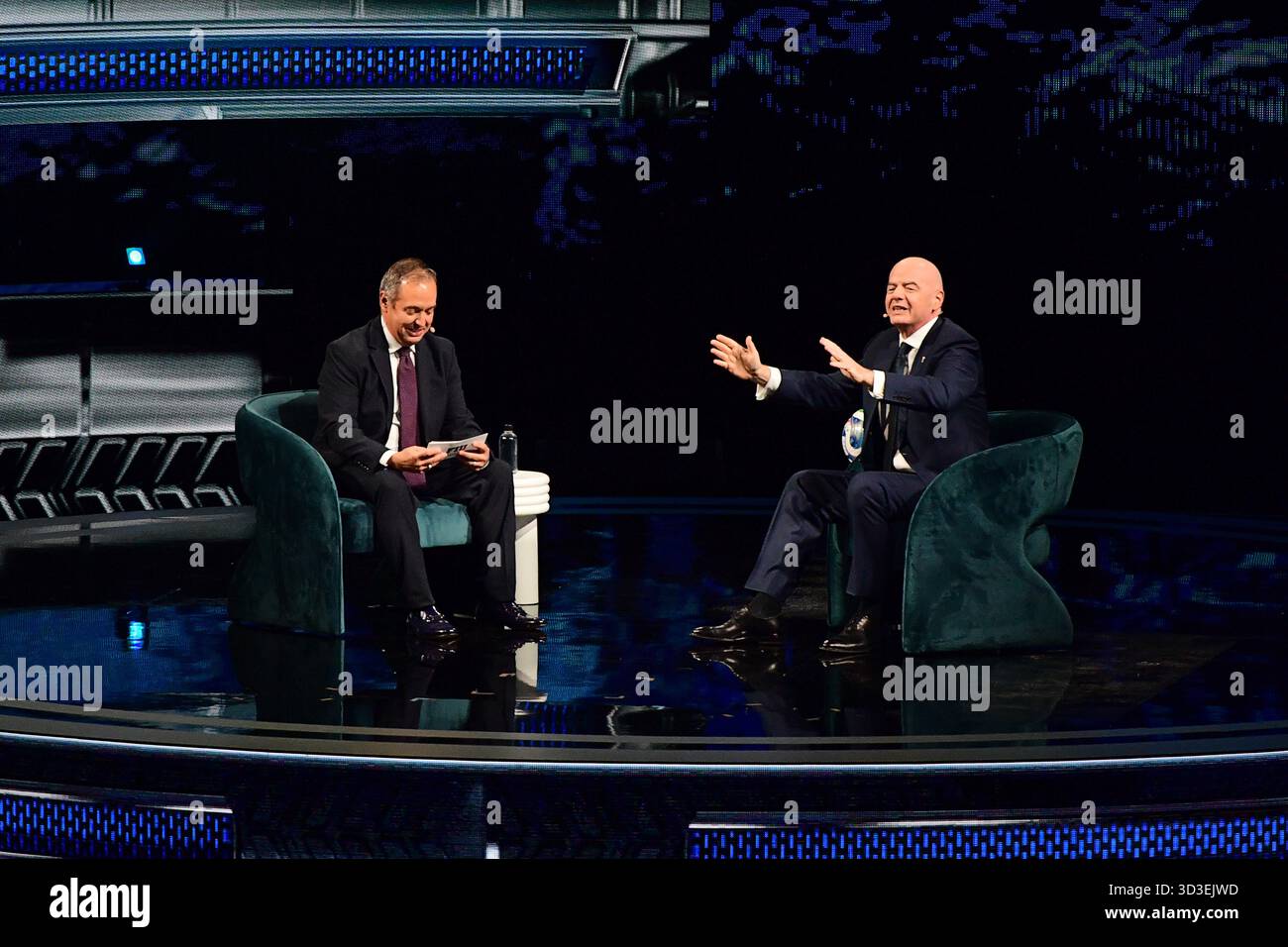 Carlos Diaz-Rosillo speaks with the President of FIFA, Gianni Infantino ...