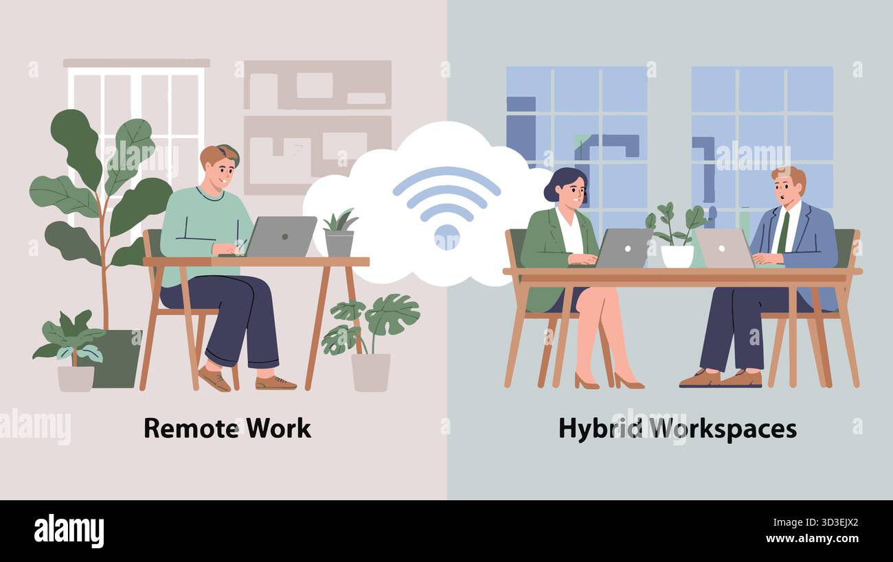 Remote work home vector Stock Vector Images - Alamy