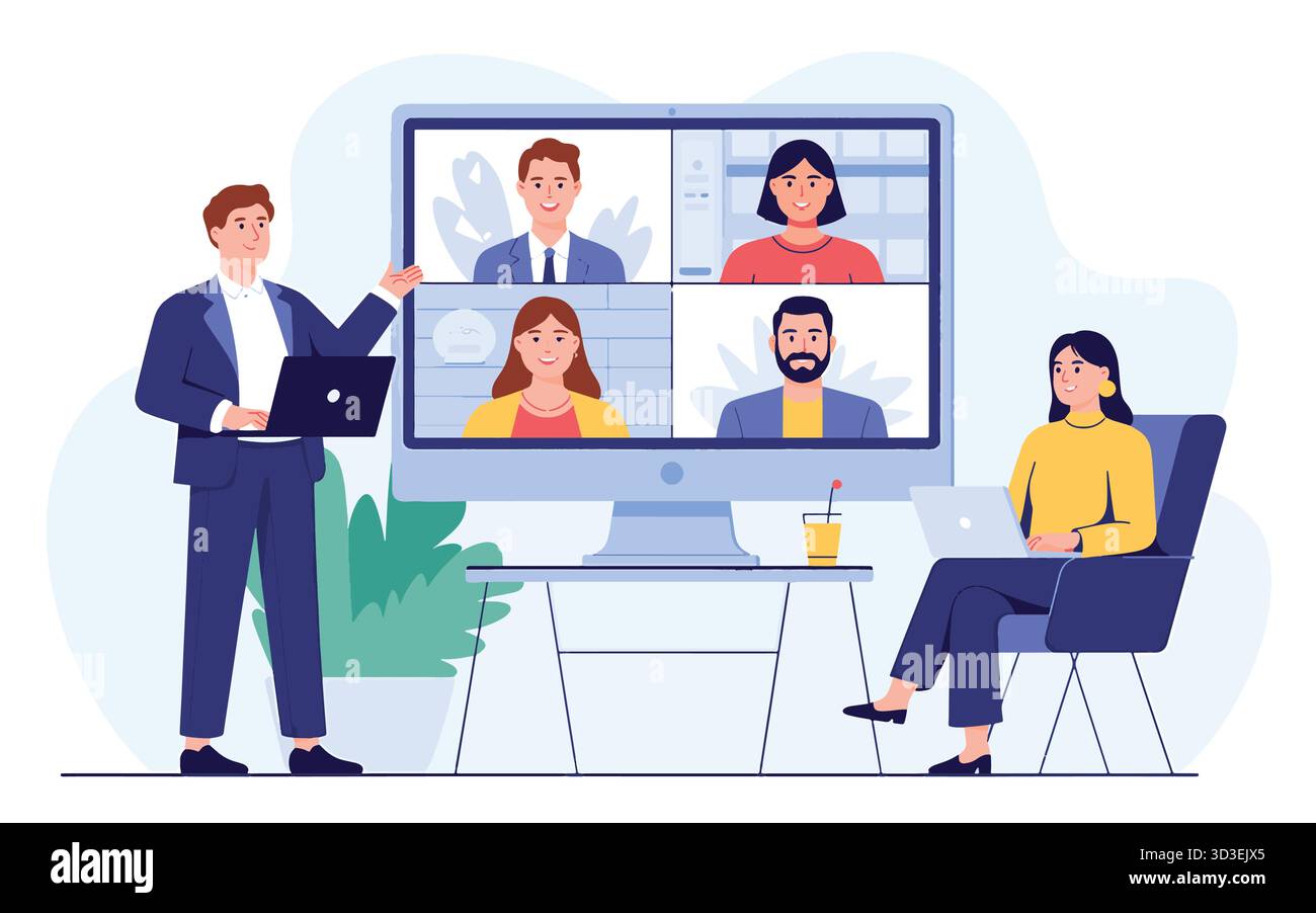 Virtual collaboration concept colleagues Stock Vector Images - Alamy
