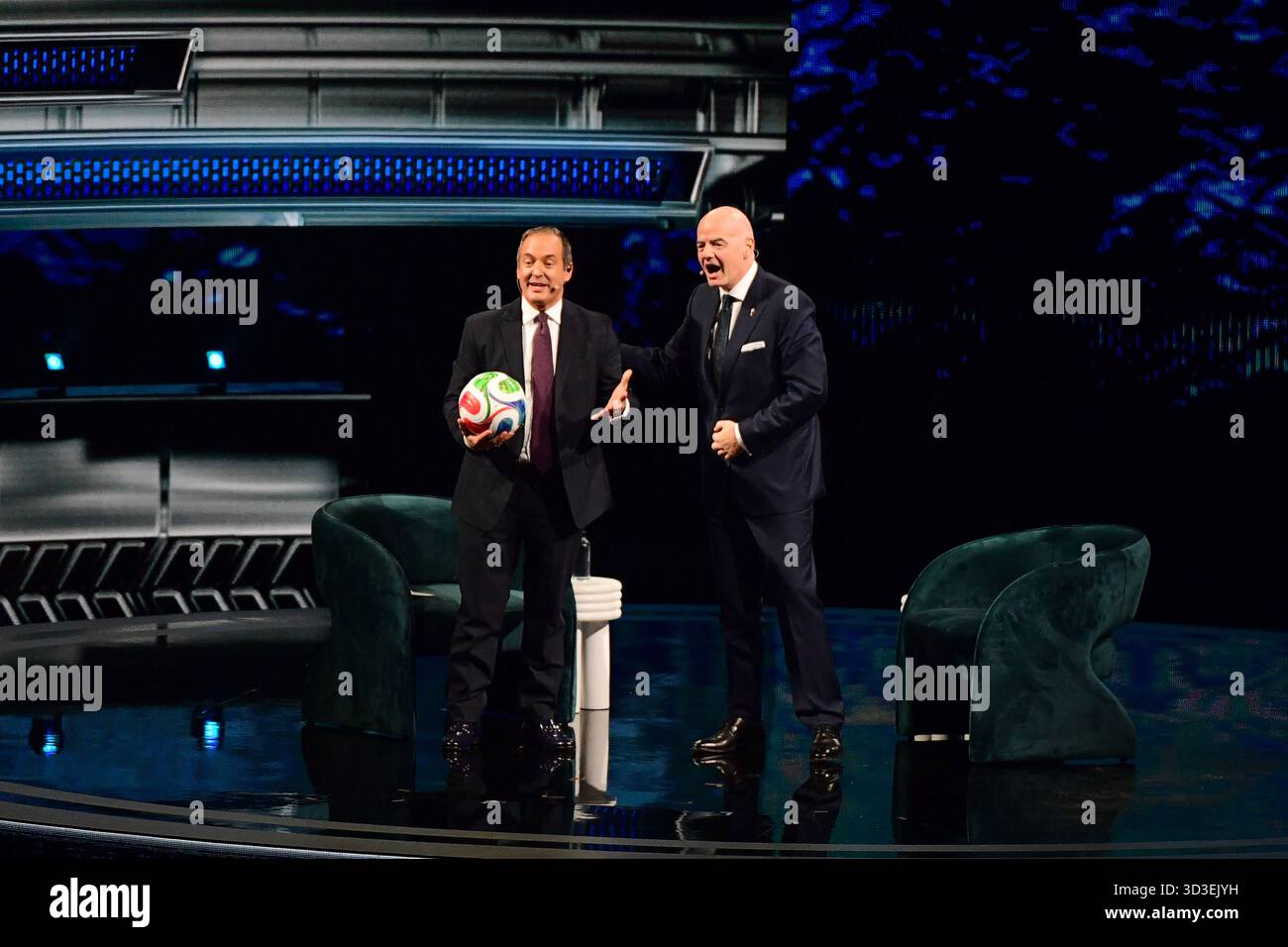 Carlos Diaz-Rosillo speaks to the audience with the President of FIFA ...