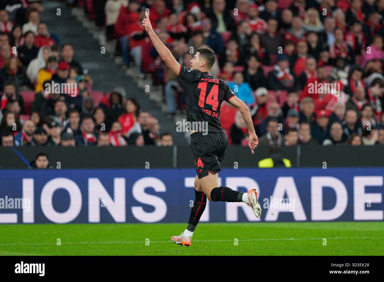 Patrik Schick of Bayer Leverkusen celebrates a goal during UEFA ...