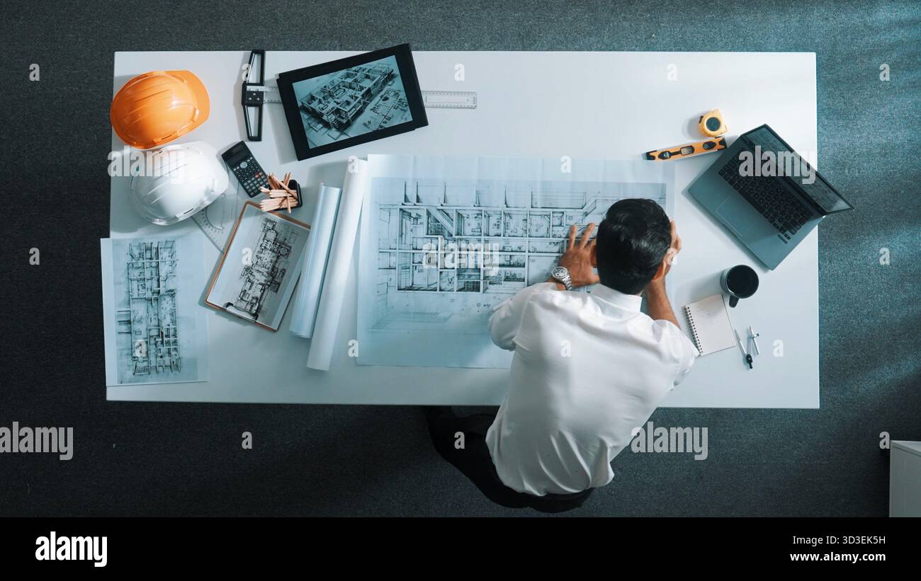 Top view smart civil engineer hi-res stock photography and images - Alamy