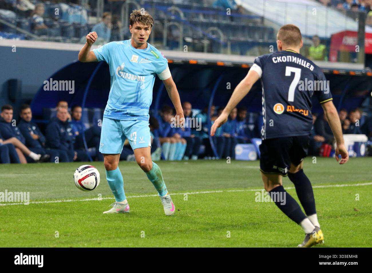 Dmitriy Skopintsev (7) of Dynamo seen in action during the 1 match 1/4 finals of the RPL Road of ...