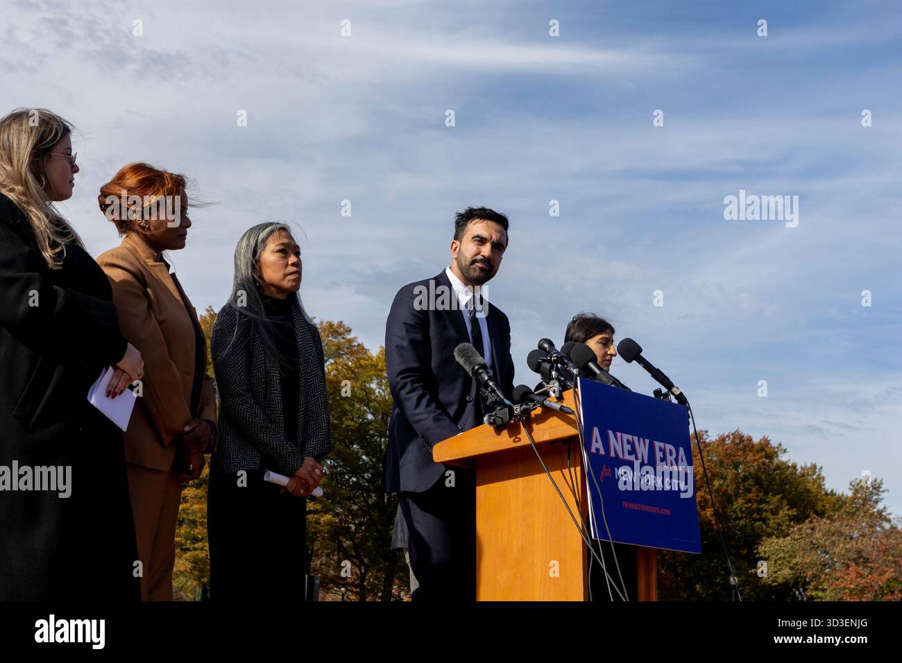 Queens, NY, Nov. 5, 2025, Mayor Elect, Zohran Mamdani, holds his first ...