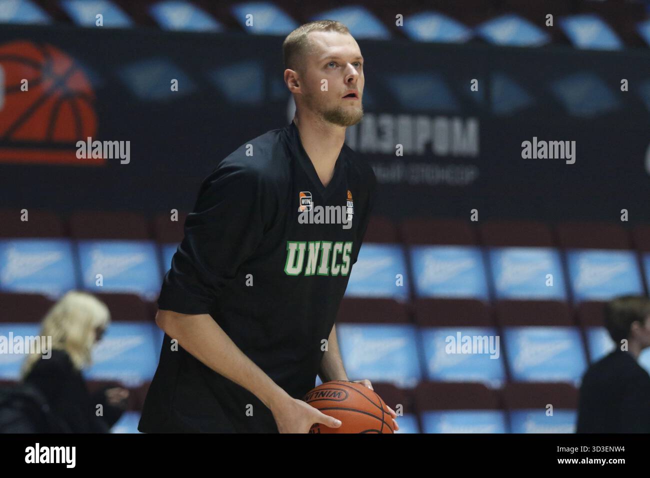 Andrey Lopatin (27) of UNICS seen in action during the WINLINE Basket ...