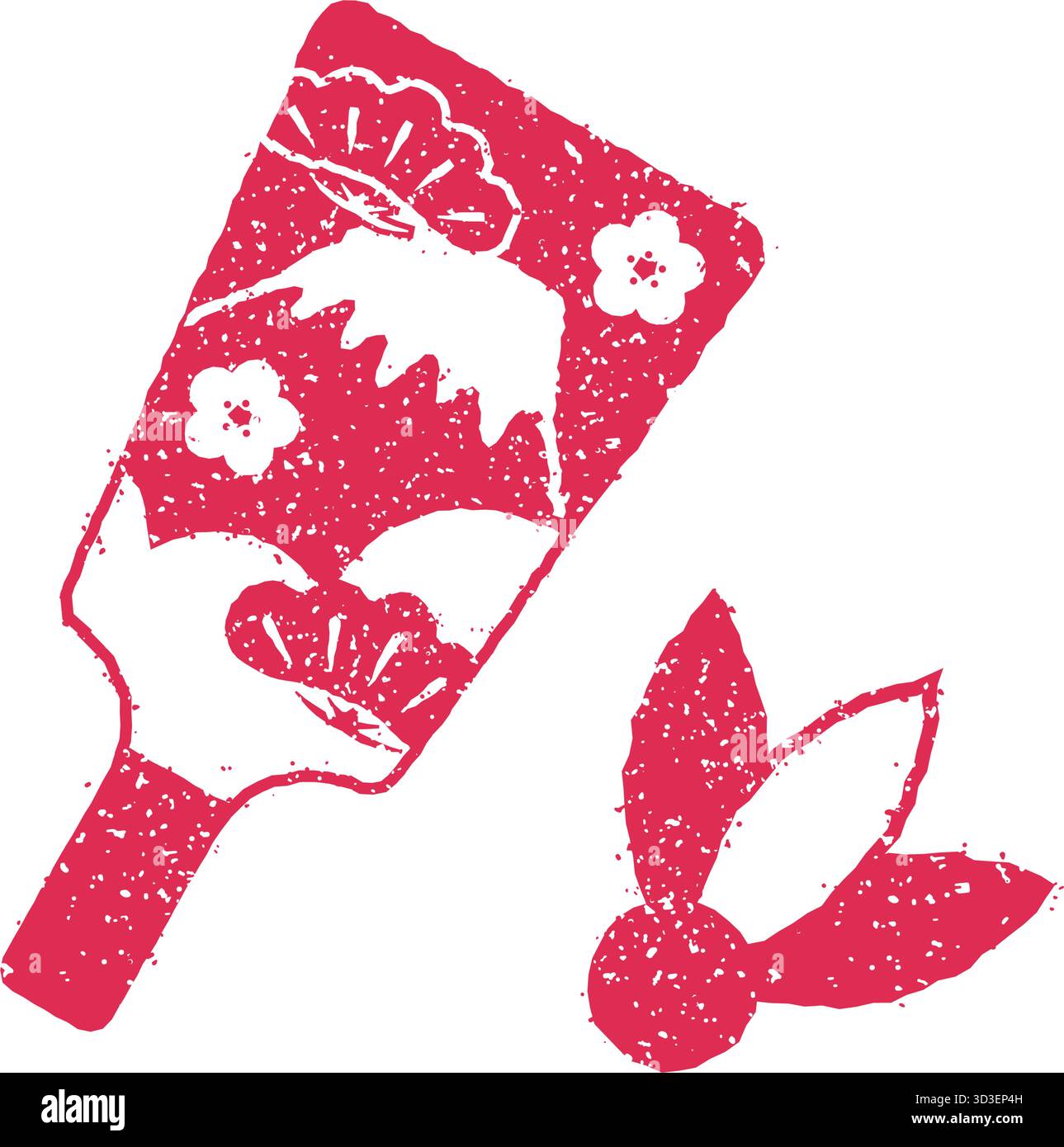 New year greeting stamp illustration | Hagoita (Japanese badminton ...