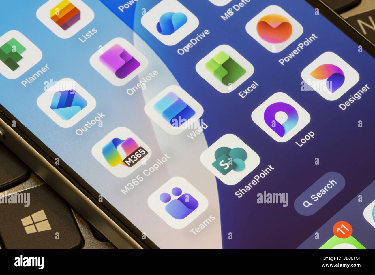 Microsoft 365 apps on an iPhone - M365 Copilot, Word, Excel, PowerPoint, Outlook, OneNote ...
