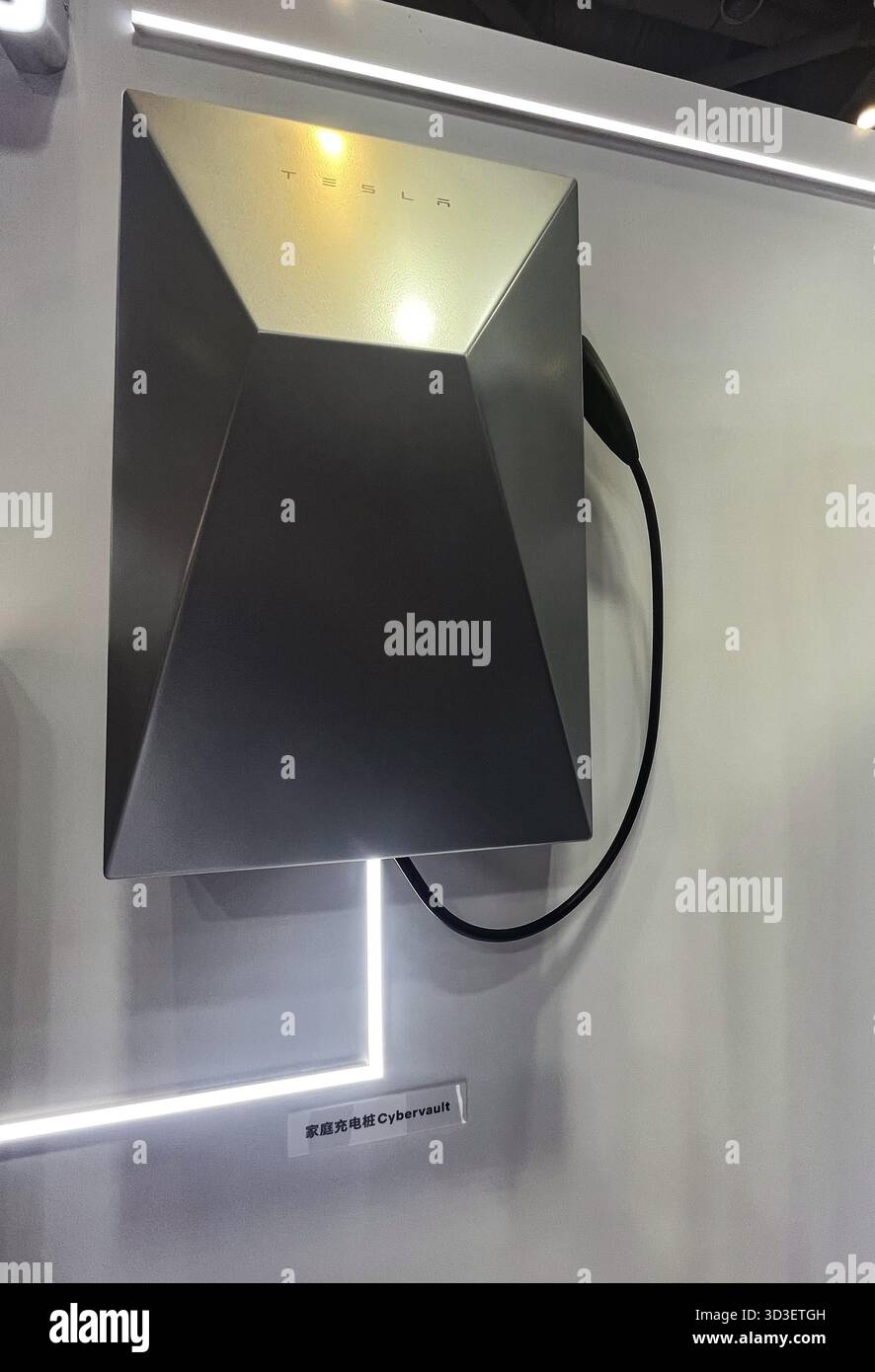 Photo shows the booth of Tesla at the 8th China International Import ...