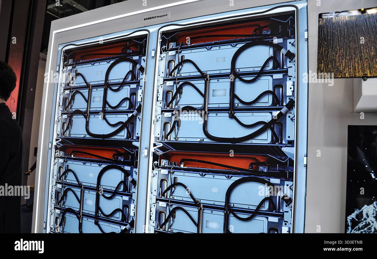 Photo shows the booth of Tesla at the 8th China International Import ...