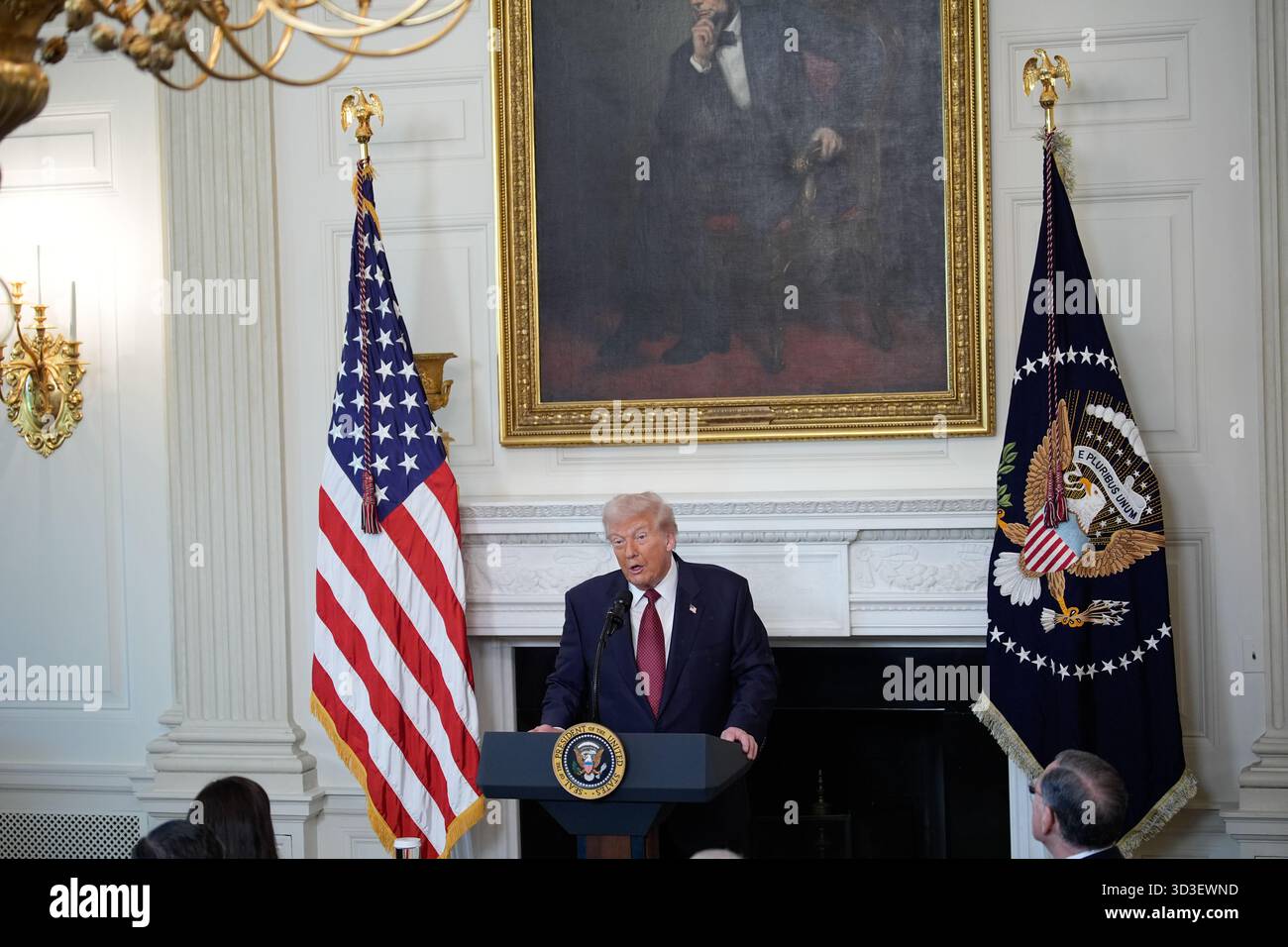 United States President Donald J Trump delivers remarks at the ...