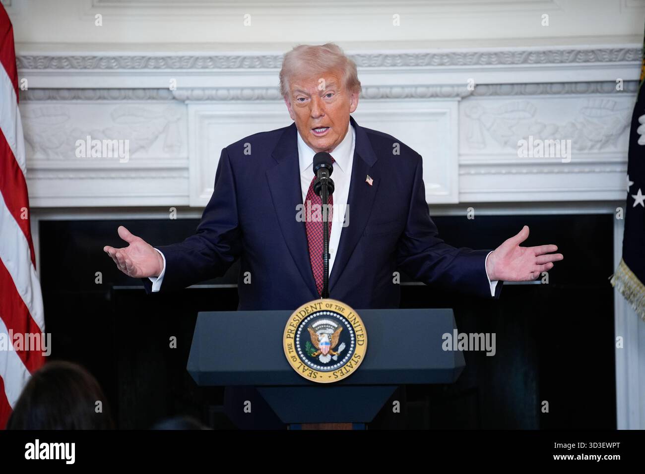 United States President Donald J Trump delivers remarks at the ...