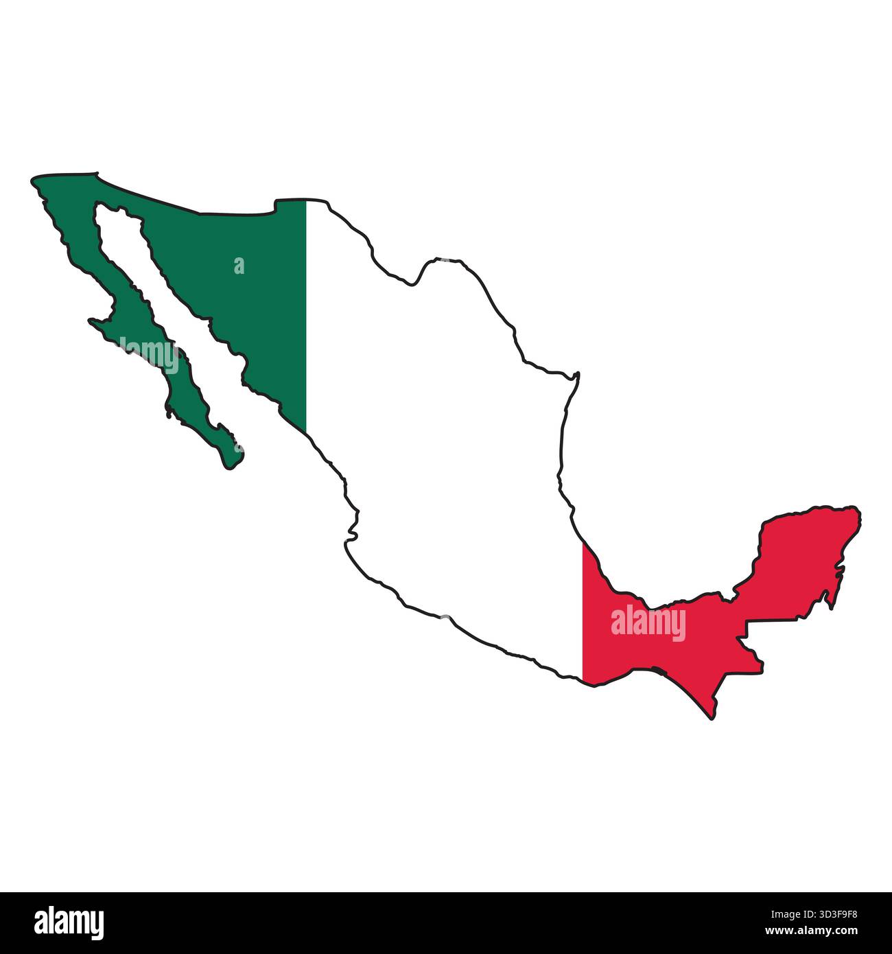 Mexico map with national flag colors symbolizing unity and identity ...