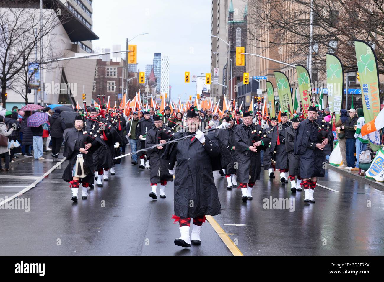A marching band marching in the St. Patrick Day Parade on March 17 ...