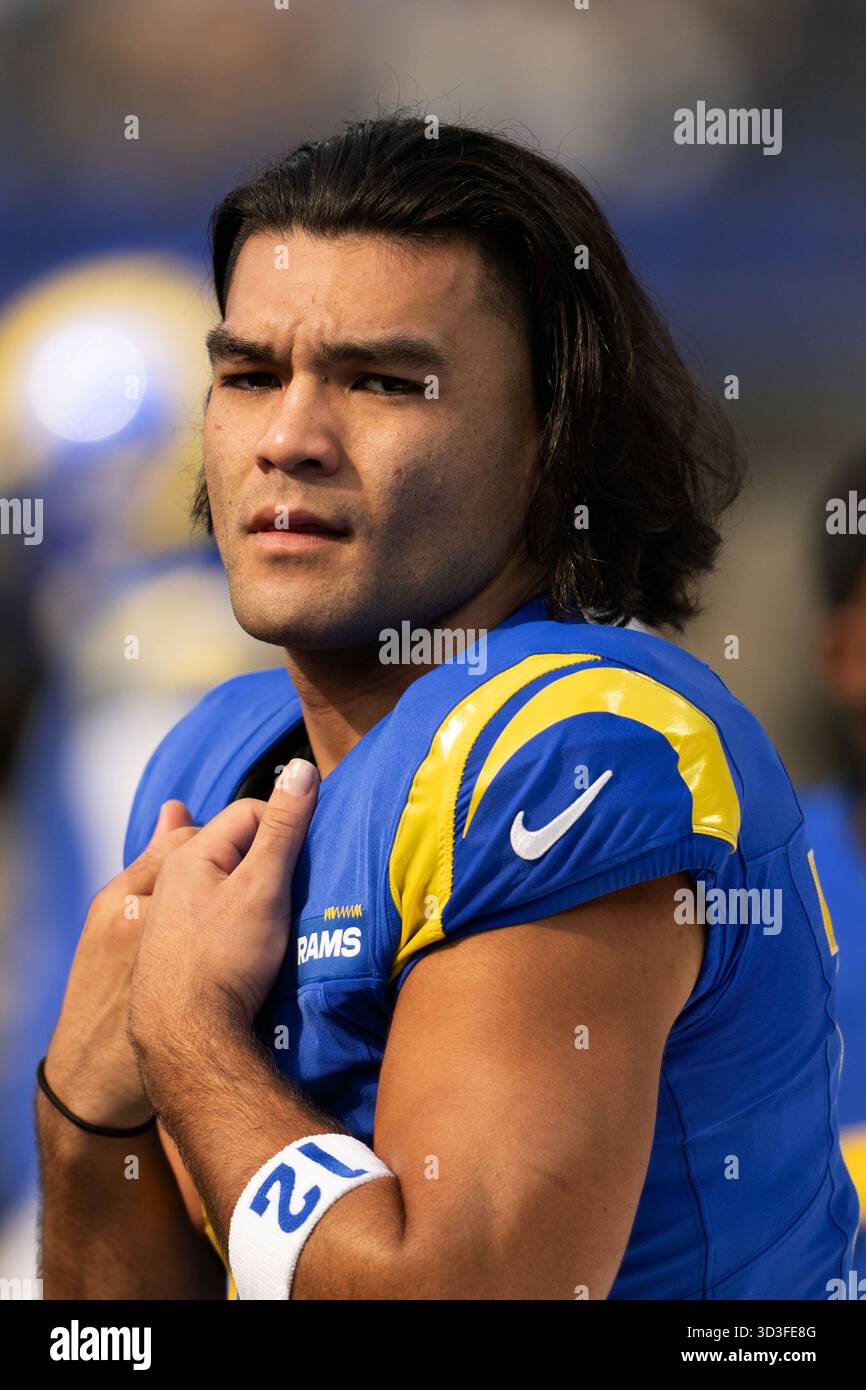 Los Angeles Rams wide receiver Puka Nacua (12) walks on the field ...