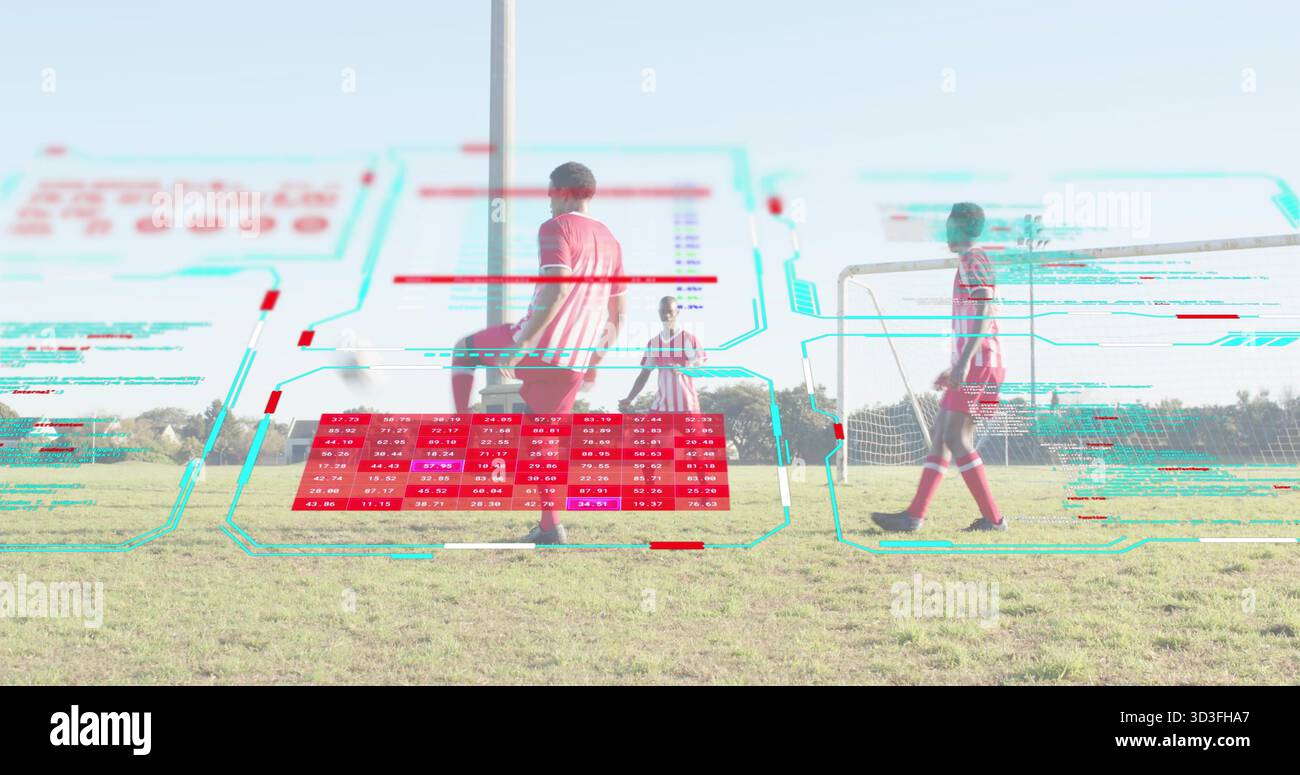 Preparing player in striped jersey controlling soccer ball in park ...