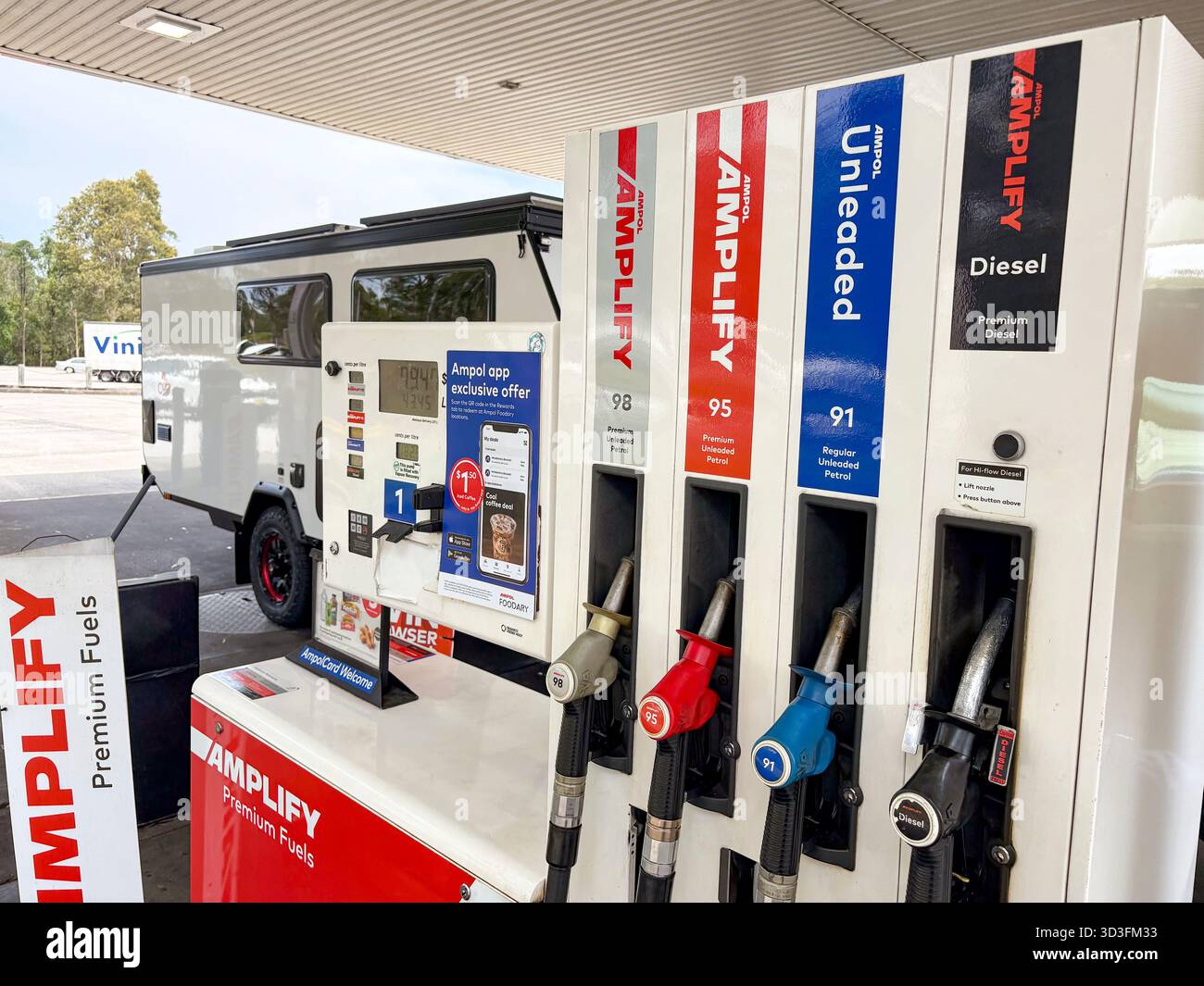 Australian petrol service station, Ampol station selling amplify ...