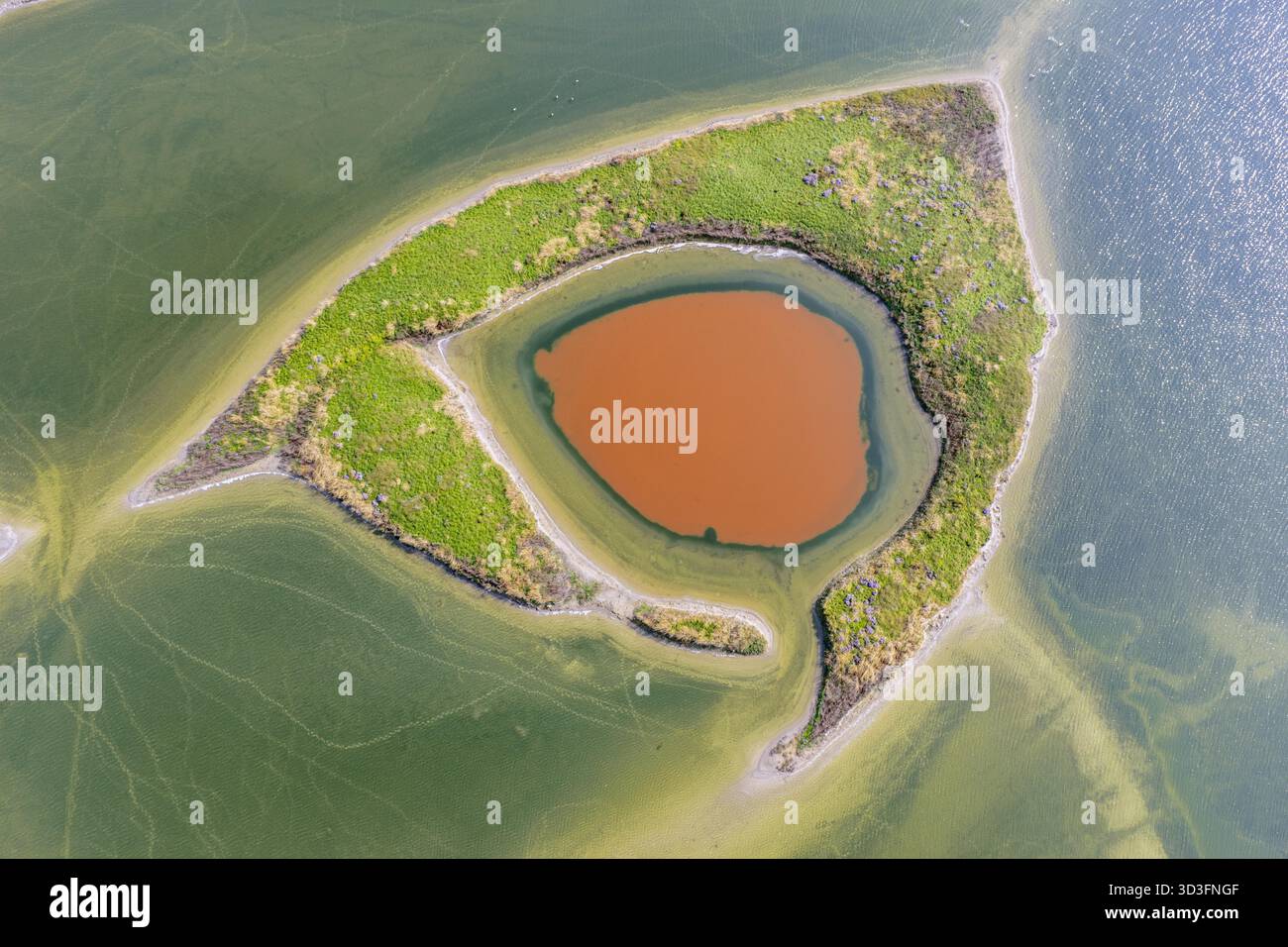 Aerial photo shows the colorful salt lake in Yuncheng City, north China ...