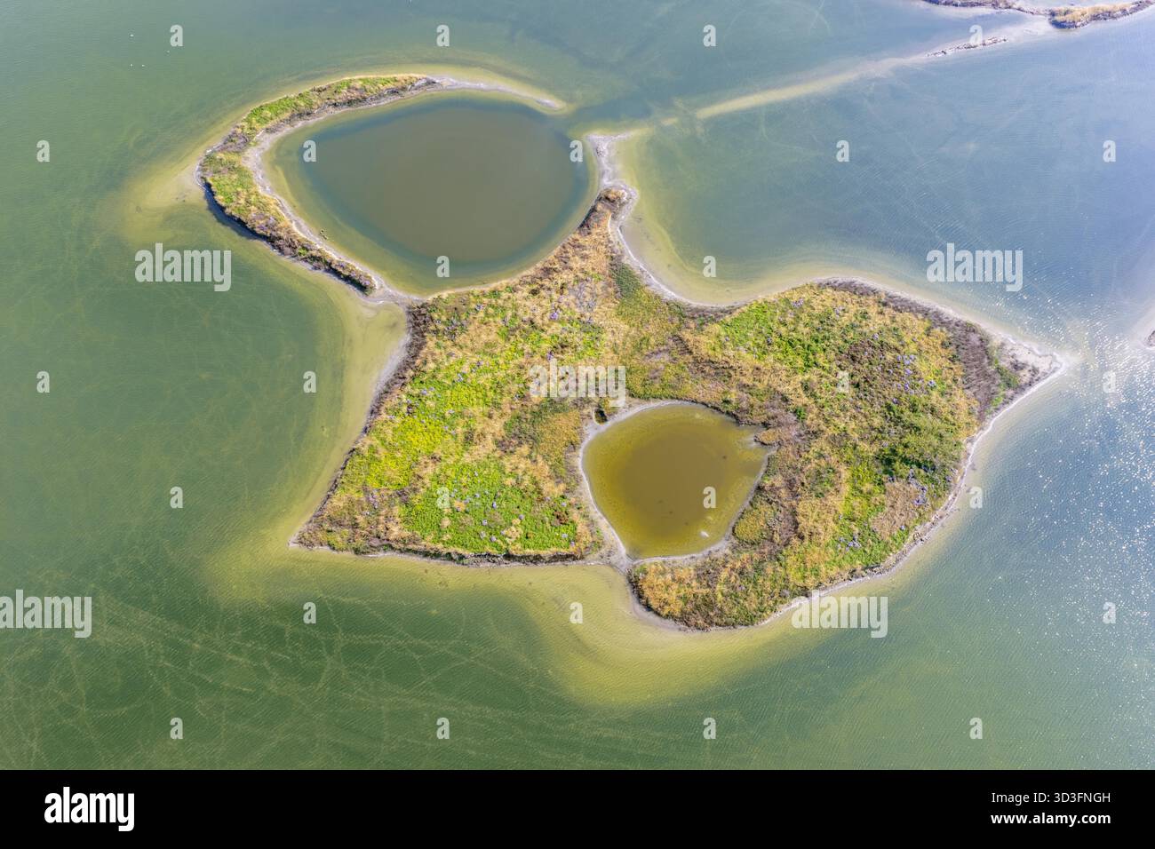 Aerial photo shows the colorful salt lake in Yuncheng City, north China ...