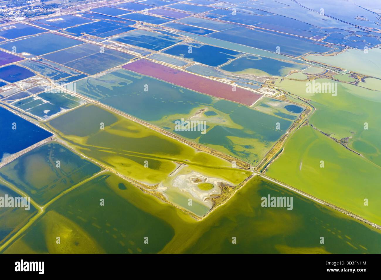 Aerial photo shows the colorful salt lake in Yuncheng City, north China ...