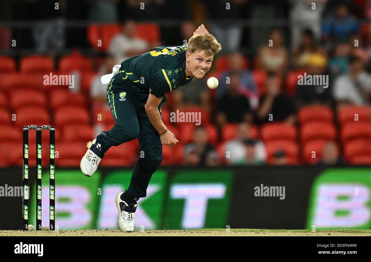 Australian bowler Nathan Ellis during the Fourth Men's T20I match ...