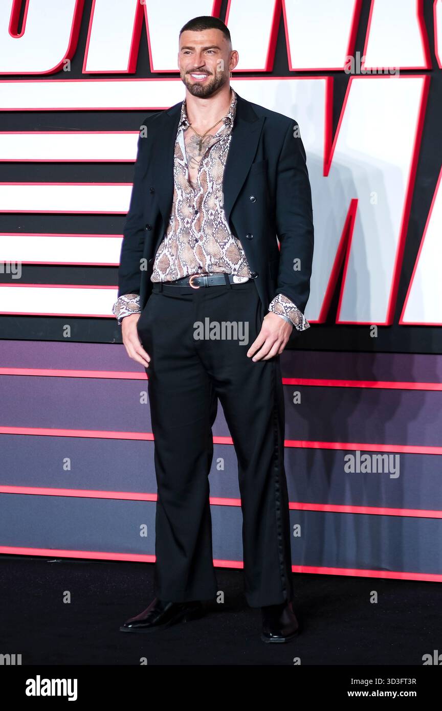 Jake Quickenden at the premiere of the movie 'The Running Man' at Odeon ...