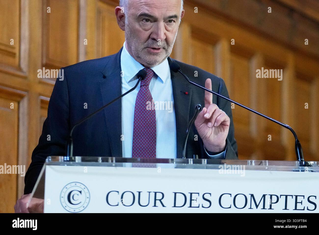 Pierre Moscovici, head of the French Court of Auditors, speaks about an ...