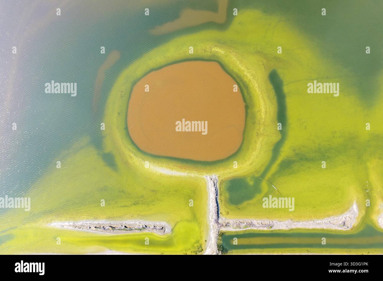 Aerial photo shows the colorful salt lake in Yuncheng City, north China ...