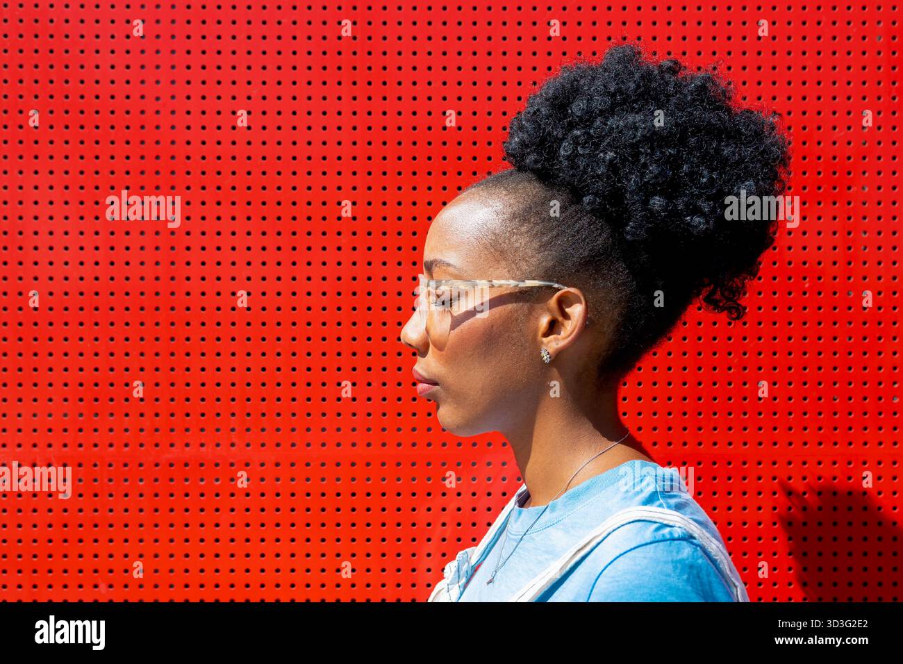 Woman in perforated glasses hi-res stock photography and images - Alamy