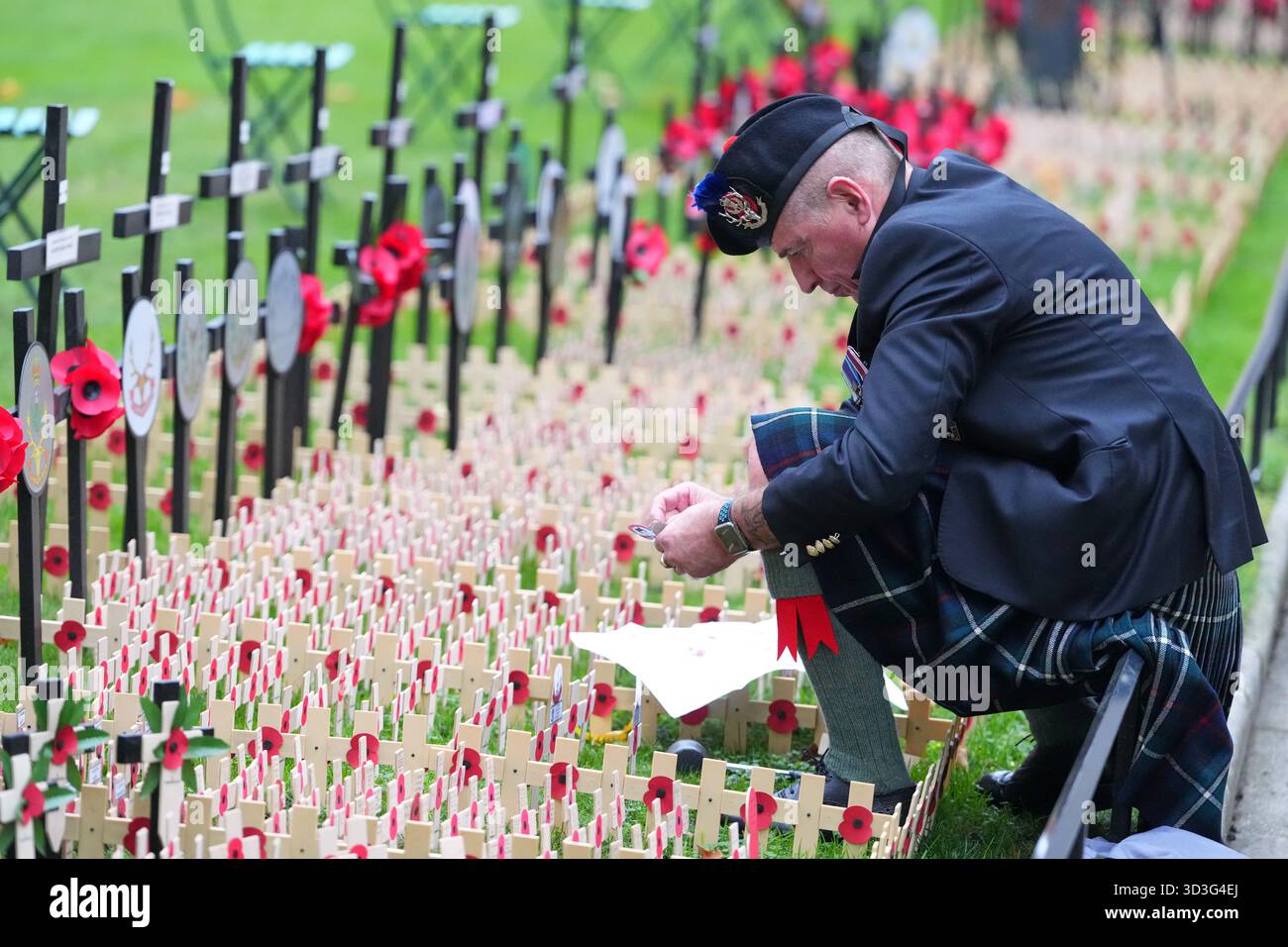 Robert Gow of the Queens Own Highlanders attends the 97th Field of Remembrance, at Westminster ...