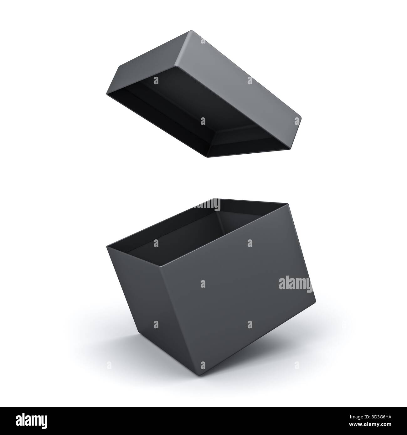 Blank open black box or opened empty black gift box isolated on white ...