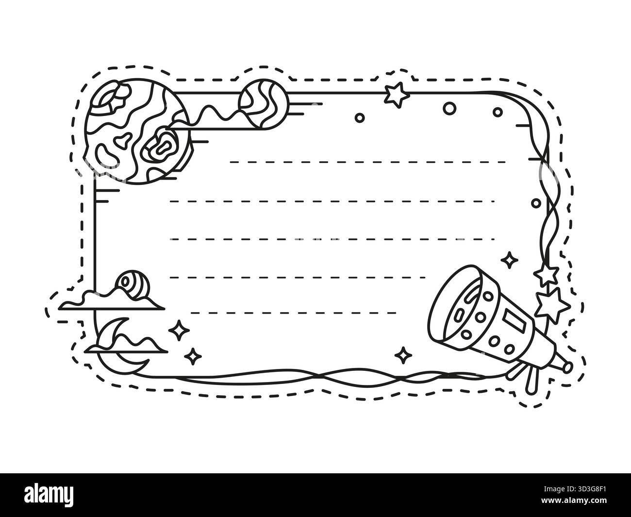 Space galaxy exploration kids memo note template. Kids diary linear ...