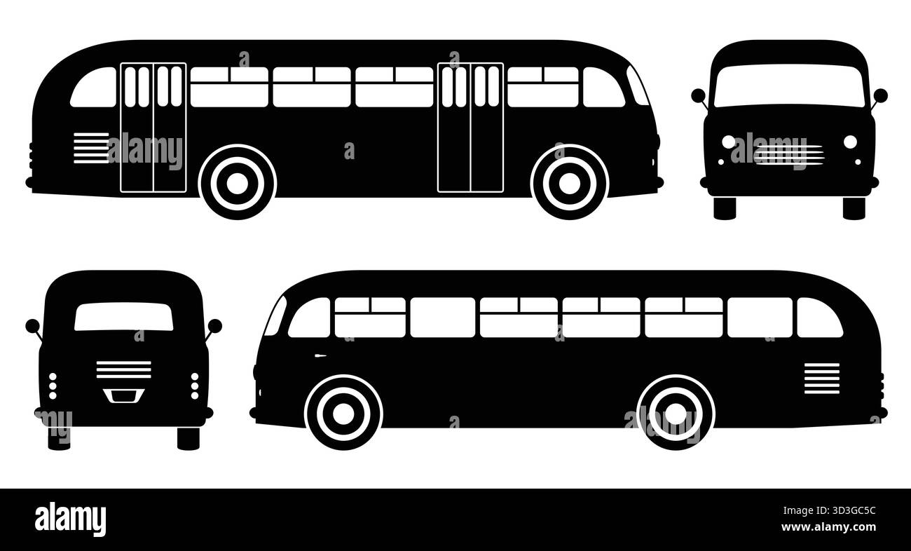 Front view of a bus Black and White Stock Photos & Images - Alamy