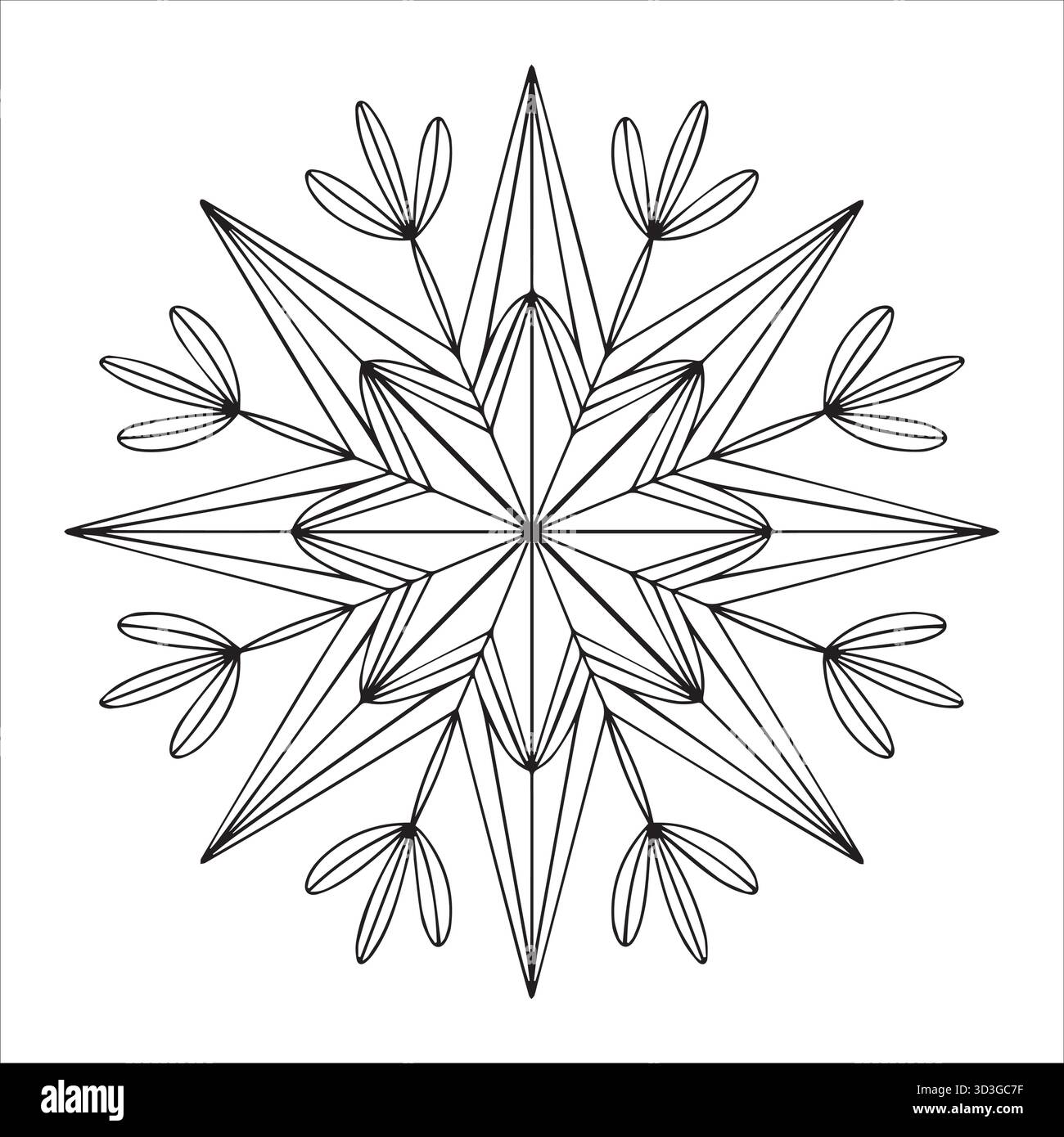Detailed Star-Shaped Mandala Coloring Page for Relaxation and Stress ...
