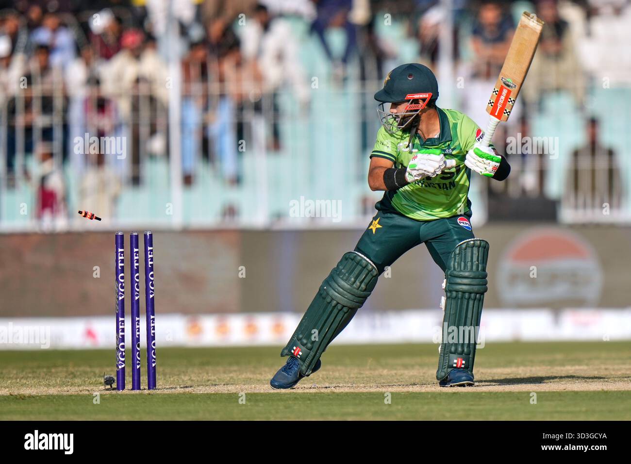 Pakistan's Mohammad Rizwan is bowled out by South Africa's Nandre ...