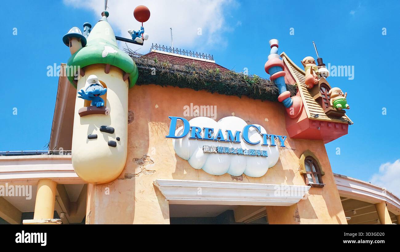 A building in the world's first Smurfs theme park in Shanghai, China ...